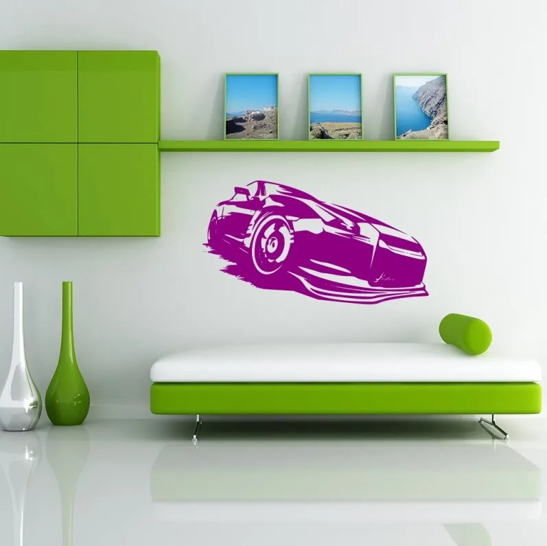 Živá Zeď Samolepka na zeď Abstraktní auto Barva: fialová, Velikost: 80 x 44 cm