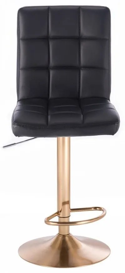 LuxuryForm DESIGN Barová židle TOLEDO na zlaté kulaté podstavě - černá