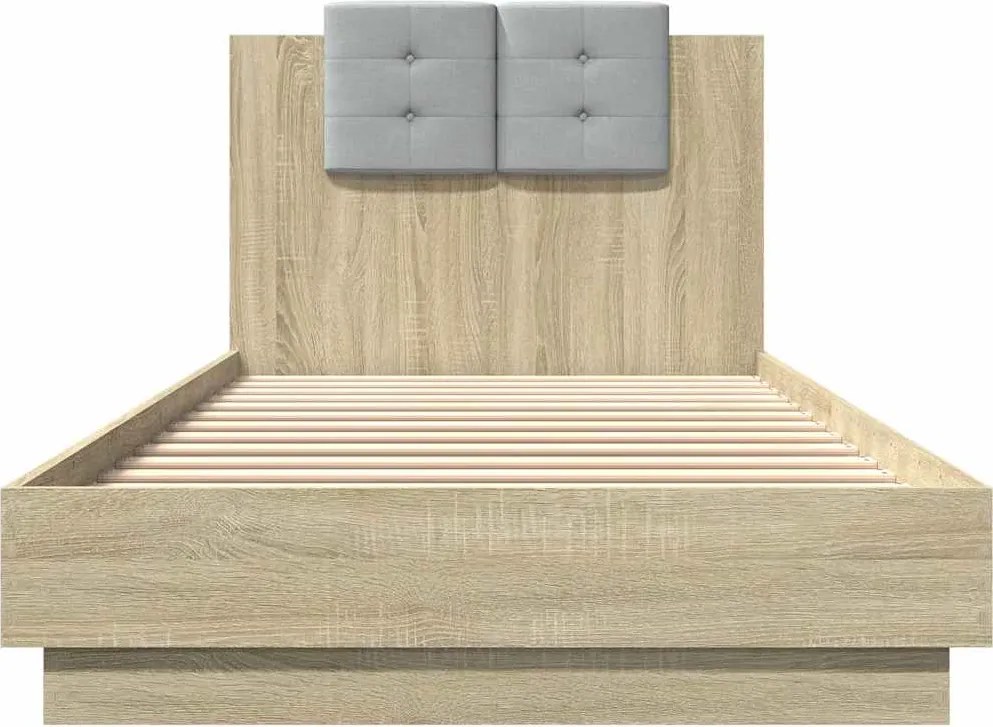 Rám postele s čelem a LED osvětlením dub sonoma 90 x 200 cm 3210033