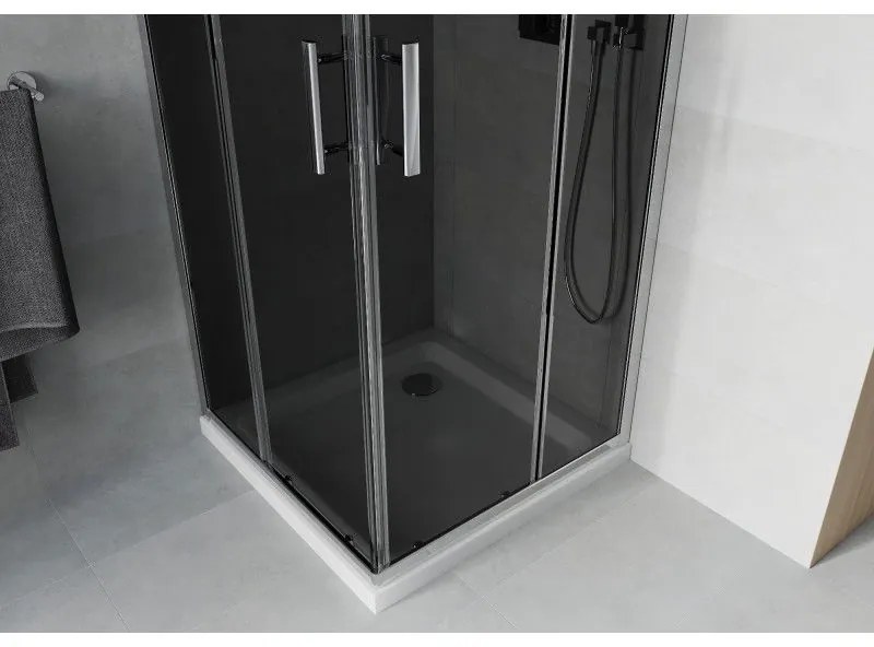Mexen Rio čtvercový sprchový kout 70 x 70 cm, šedé sklo-chromový profil+ sprchová vanička, 860-070-070-01-40-4010