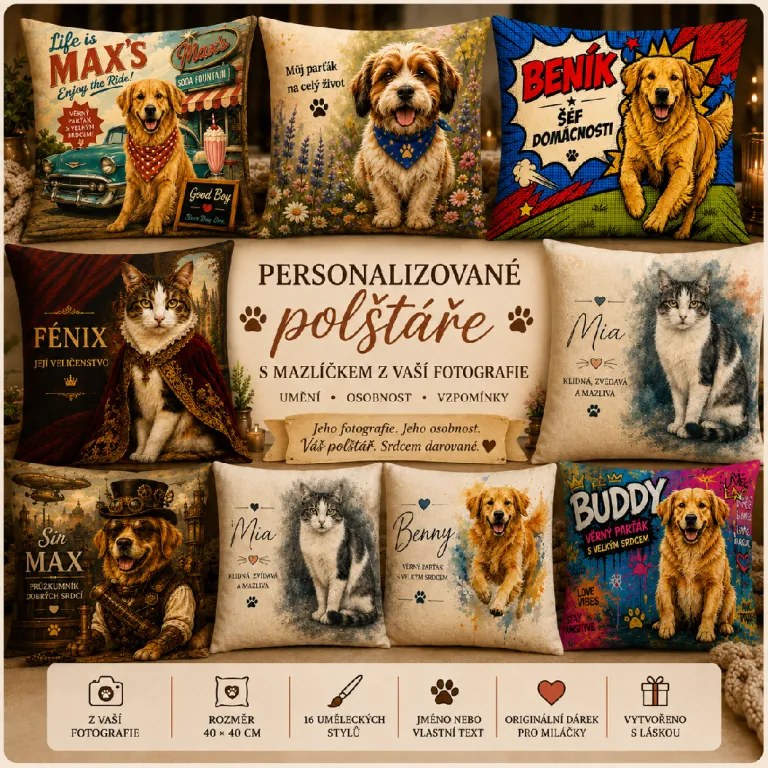Personalizovaný polštář s mazlíčkem z fotografie – 45 × 45 cm Styl:: Steampunk