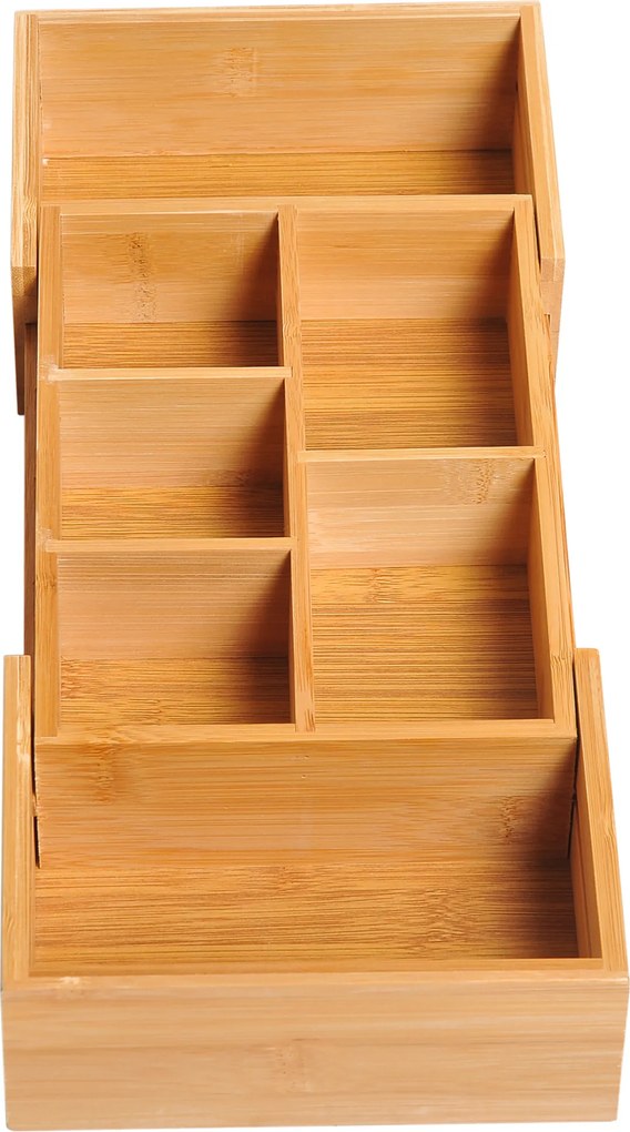HOMCOM Úložný box Organizér box zásuvky, výsuvný organizér, bambus, přírodní, 24,6 x 17,6 x 7 cm| Aosom