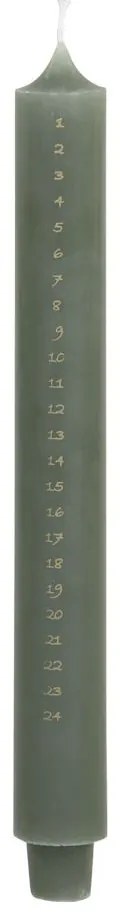 Zelená adventní svíčka s čísly 1-24 Advent Candle - Ø 3*29cm / 20h