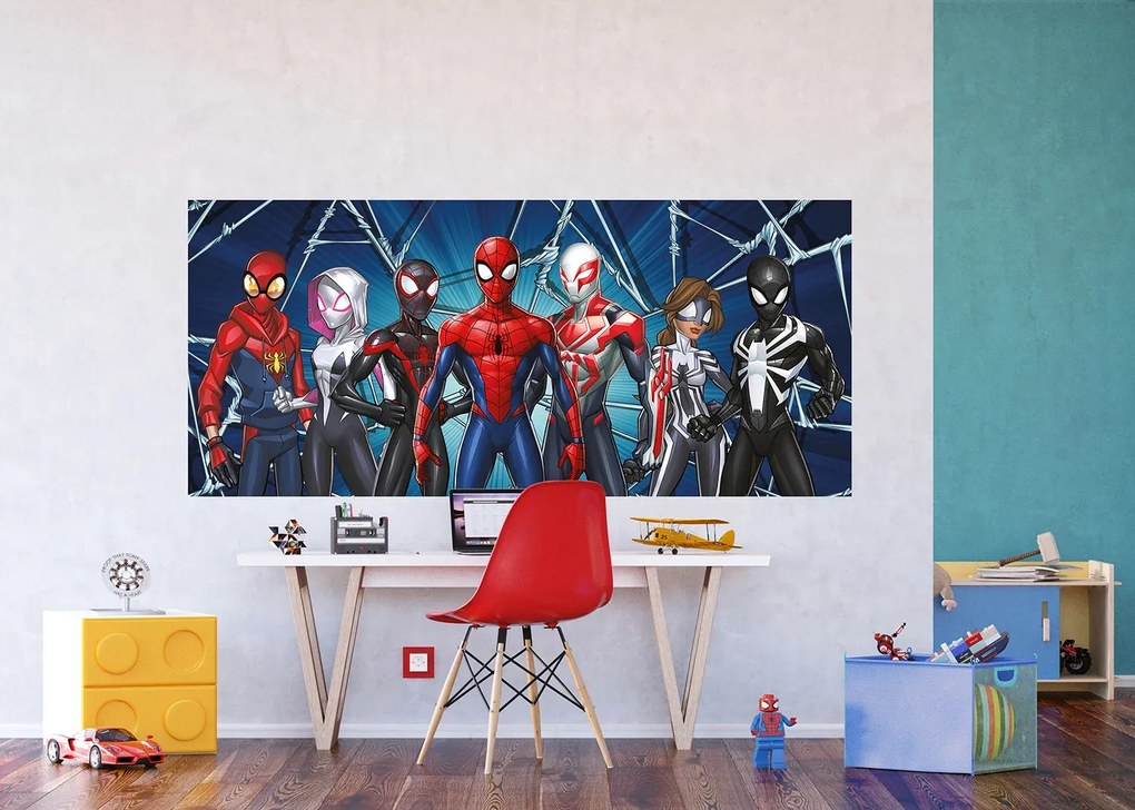 Dětská vliesová fototapeta na zed' Marvel Spider-Man – Celý tým, Disney | 202 x 90 cm | DFTDNH 5500