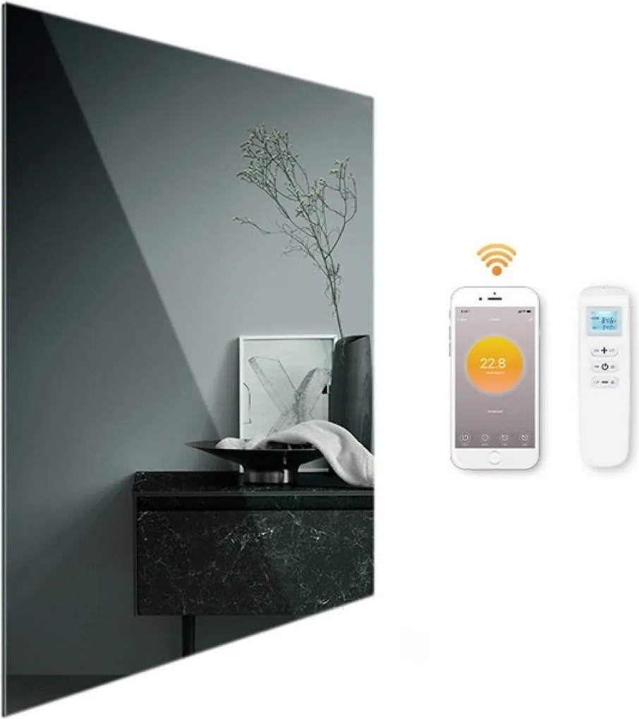 Zrcadlový infrapanel MIRROR 320W | Výhřevnost 6 m2 | 60x60 cm | WiFi termostat | Dálkový ovladač | Zrcadlo na šířku