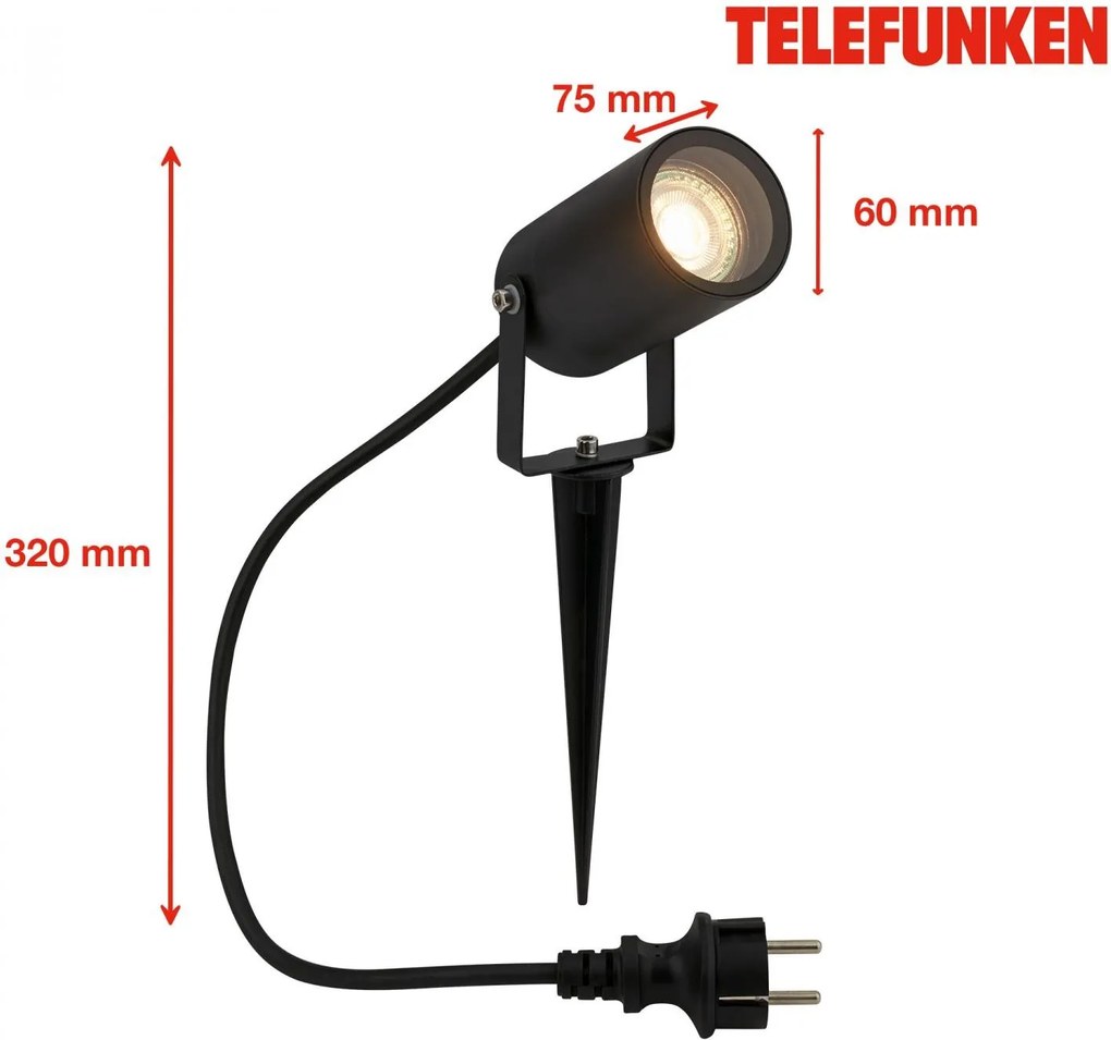 TF 322405TF TELEFUNKEN zahradní bodové svítidlo, ochrana proti tryskající vodě, nastavitelné - BRILONER