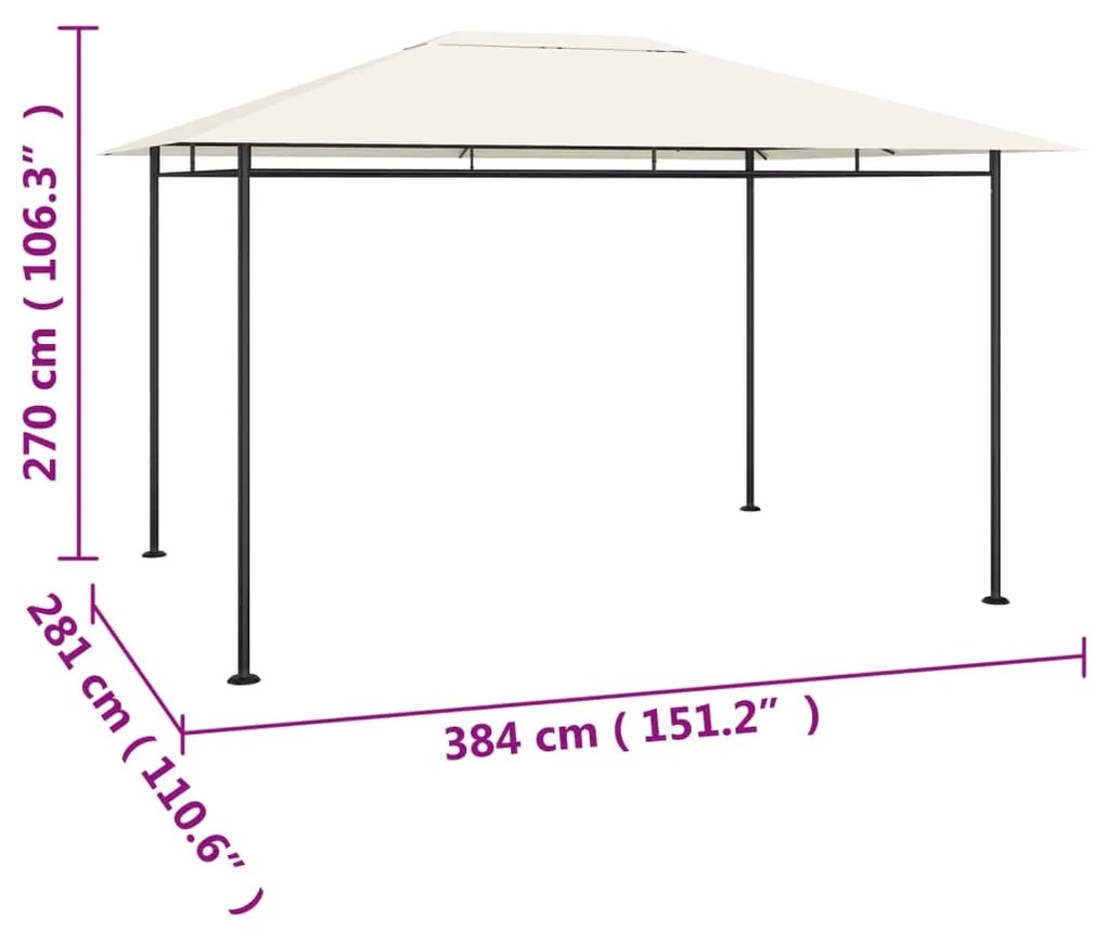 vidaXL Marketos Altán 384x281x270 cm krémový 180 g/m²