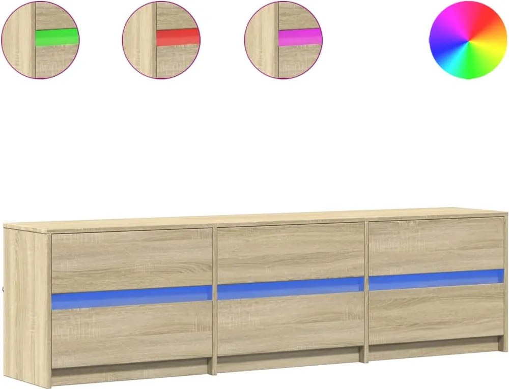 TV skříňka s LED dub sonoma 180 x 34 x 50 cm kompozitní dřevo 3307928