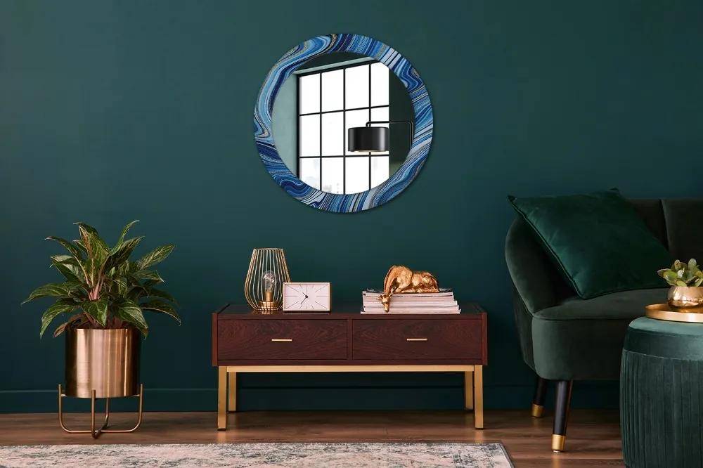 Kulaté dekorativní zrcadlo Modrý mramor fi 70 cm