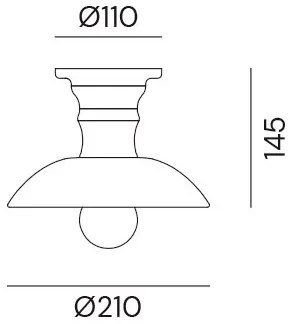 Il Fanale Mini, stropní svítidlo v kombinaci bílé keramiky a mosazi, 1x46W, prům. 21cm