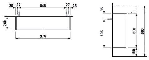 Laufen Sonar Skříňka pod umyvadlo 97,5 cm, 2 dvířka, bílá matná H4054840341701