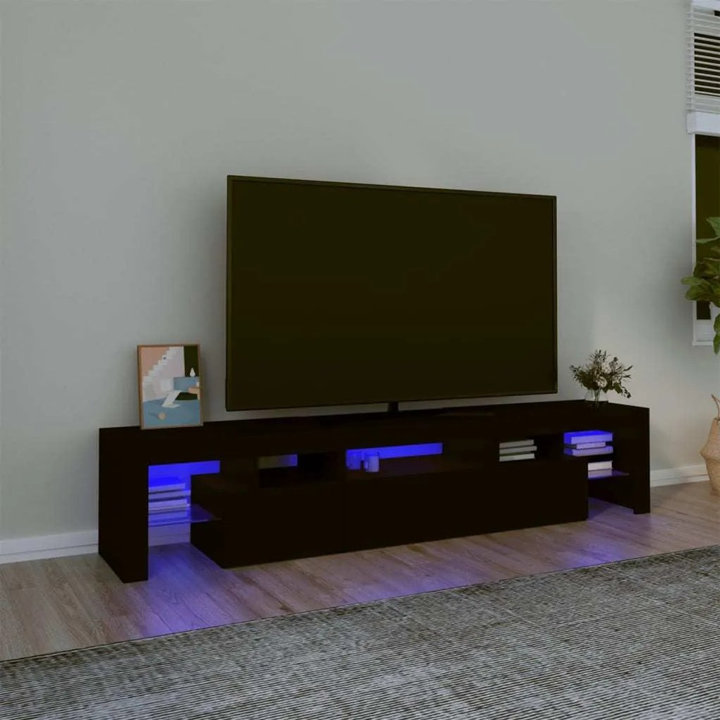 vidaXL TV skříňka s LED osvětlením 200x36,5x40 cm [3152810] Barva: Betonová šedá