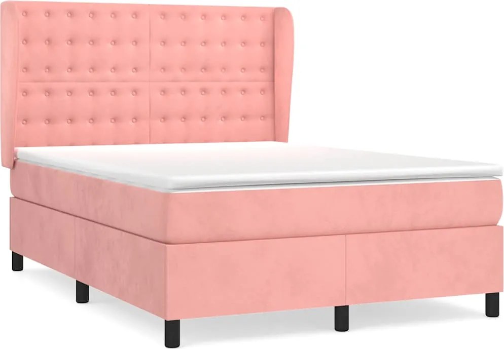 Box spring postel s matrací růžová 140x200 cm samet 3129458