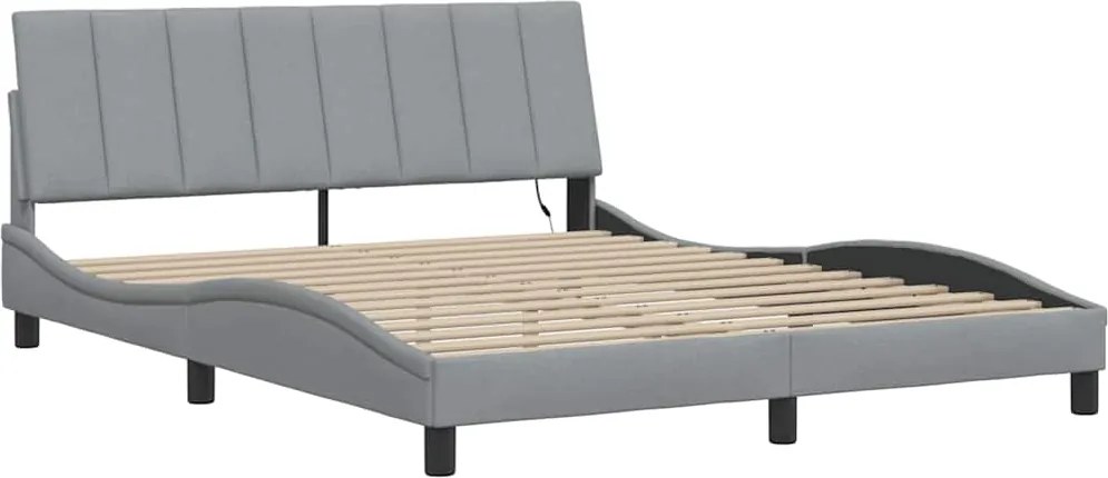 Rám postele bez matrace Hanko světle šedý 160 x 200 cm textil 3310468