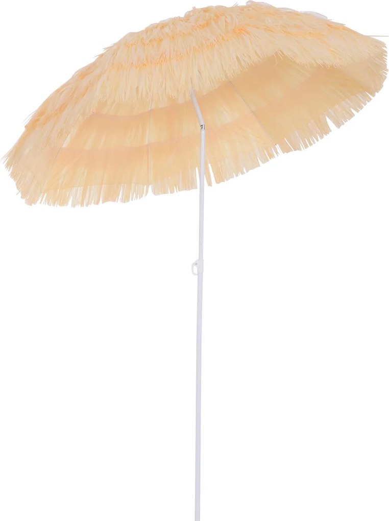 Outsunny Sluneční Umbrella Pláž Ø160cm Odolný proti Větru Stabilní Plážový Slunečník Nastavitelná Výška a Naklápění UV Ochrana Odolný proti Bouři Balk