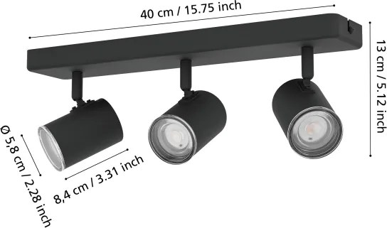 Eglo 901966 - Koupelnové bodové svítidlo CONSUMA 3xGU10/5W/230V IP44 černá