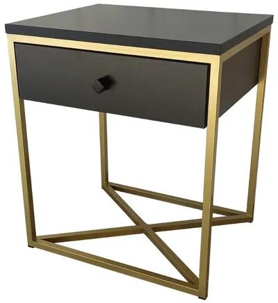 Noční stolek GOLDEN - černá matná/zlatá