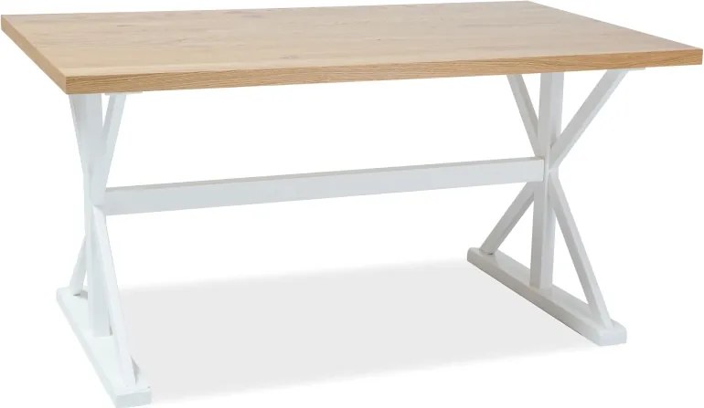 Jídelní stůl, bílá/dub, OXFORD 150x90