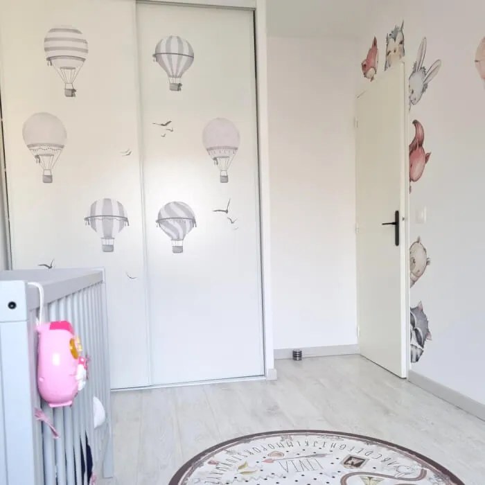 INSPIO Samolepky do dětského pokoje - Šedé horkovzdušné balóny