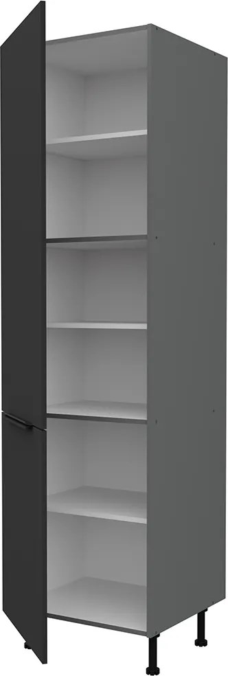 ARIA ab | vysoká skříňka 60 DK-215 2F potravinová s policemi | 60 cm | ANTI FINGERPRINT povrch | antracit/černá