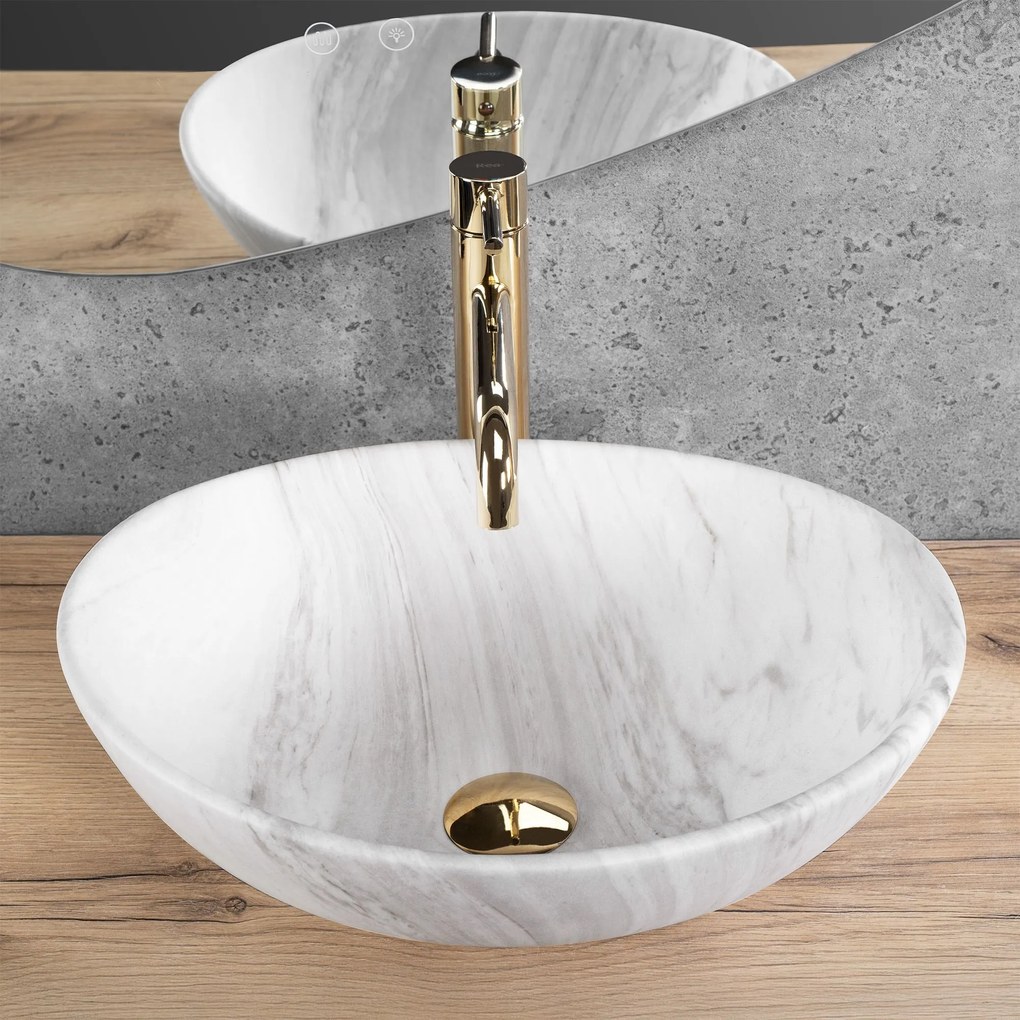 Rea Sofia Ash, umyvadlo na desku 41x34,5x15 cm, imitace kamene, REA-U6362
