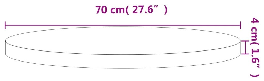 Stolní deska Ø 70 x 4 cm kulatá masivní bukové dřevo - Default Title