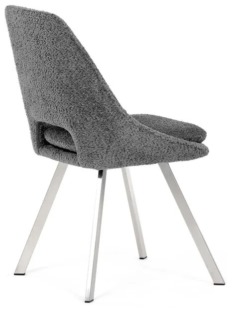 Autronic Elegantní šedá jídelní židle RINA s broušenými kovovými nohami (vzorek z prodejny)
