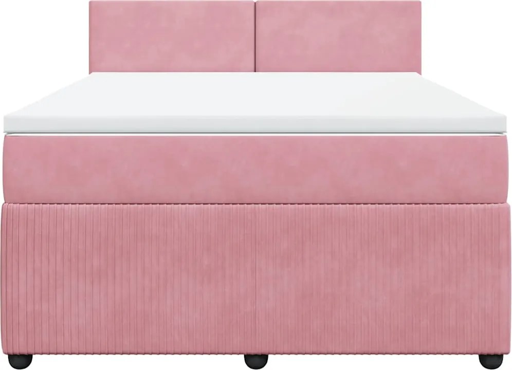 Box spring postel s matrací růžová 140x190 cm samet 3287733