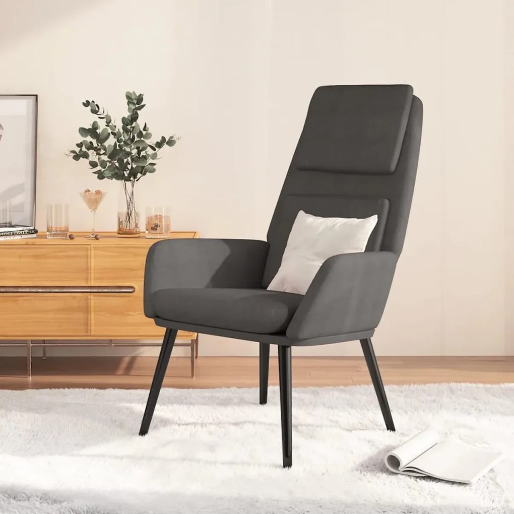 Relaxační židle tmavě šedá textil 341313
