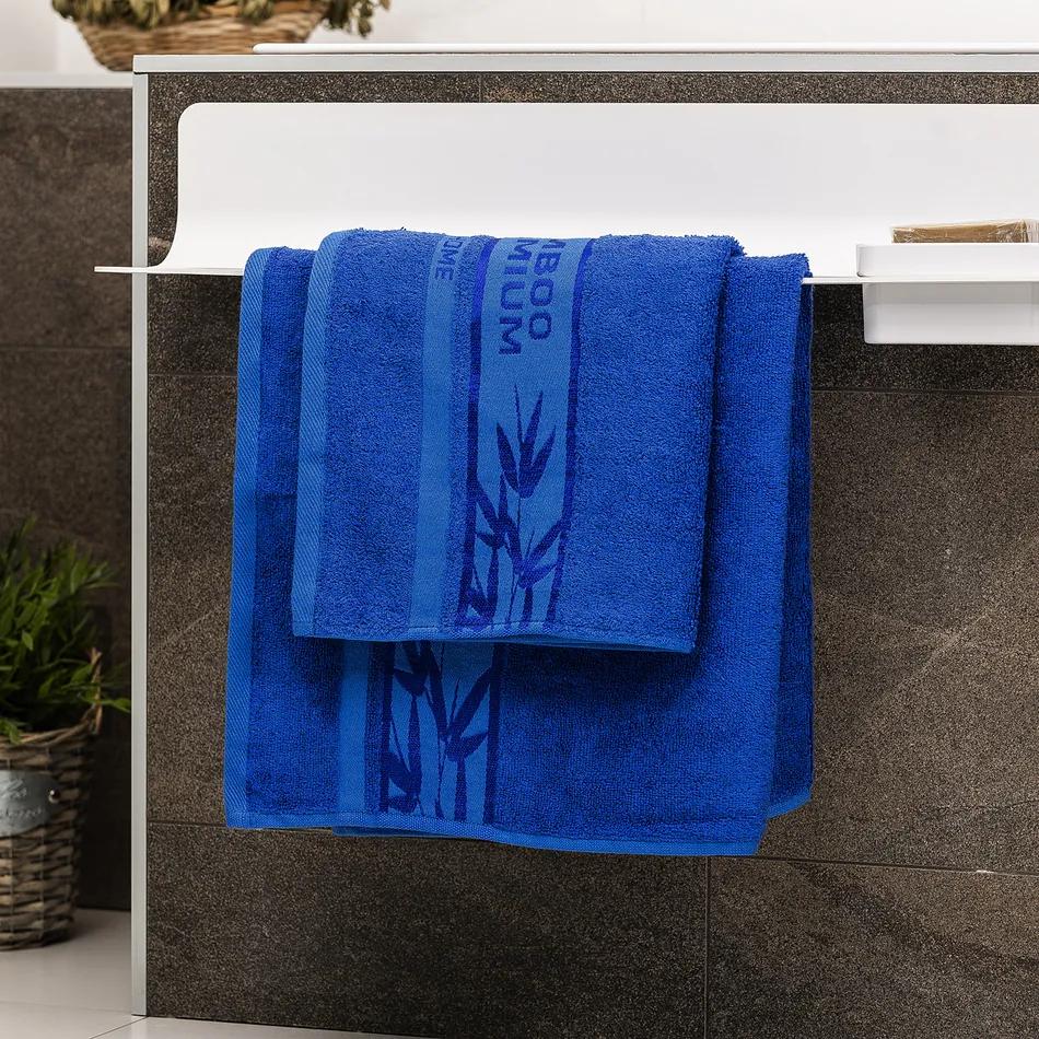 4Home Sada Bamboo Premium osuška a ručník modrá, 70 x 140 cm, 50 x 100 cm