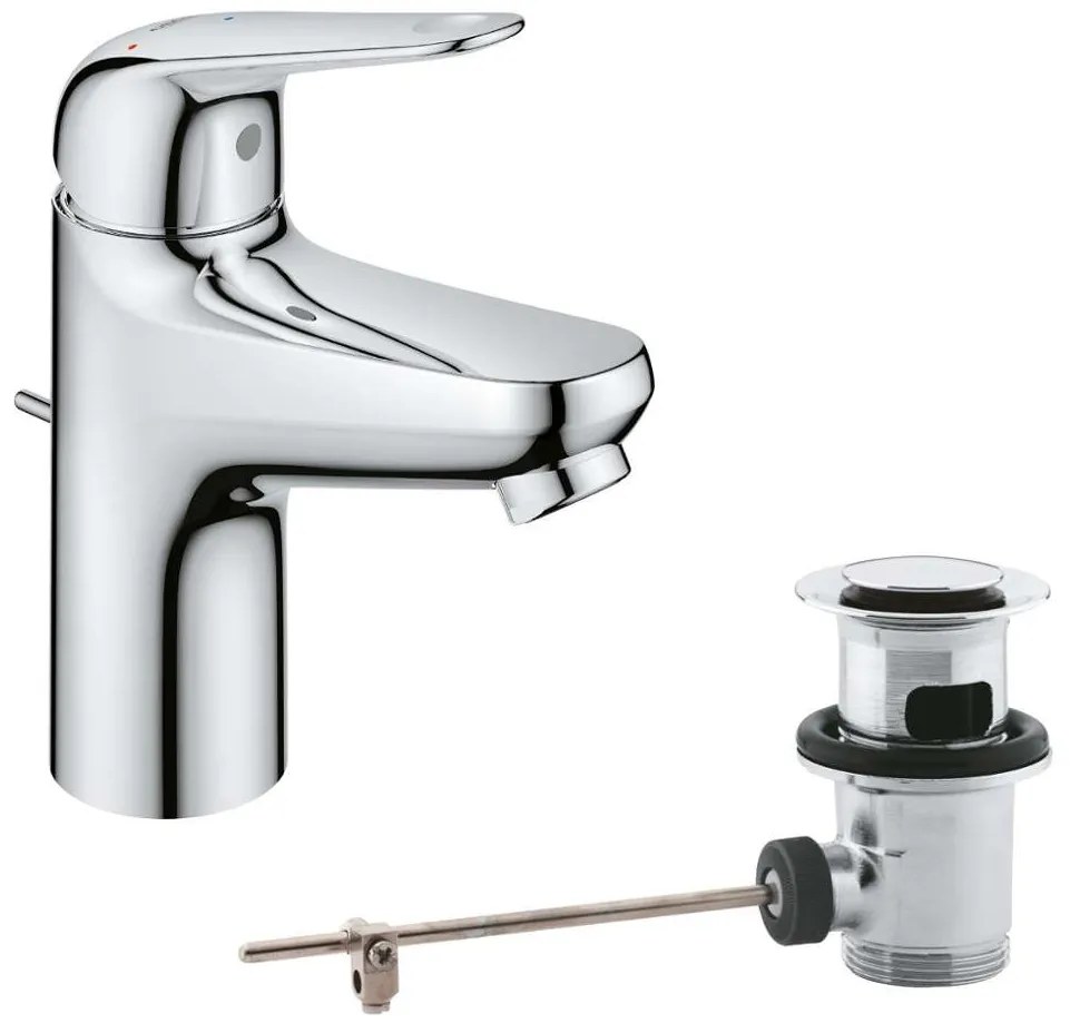 Grohe Swift - Umyvadlová baterie, s výpustí, studený start, chrom 24322001