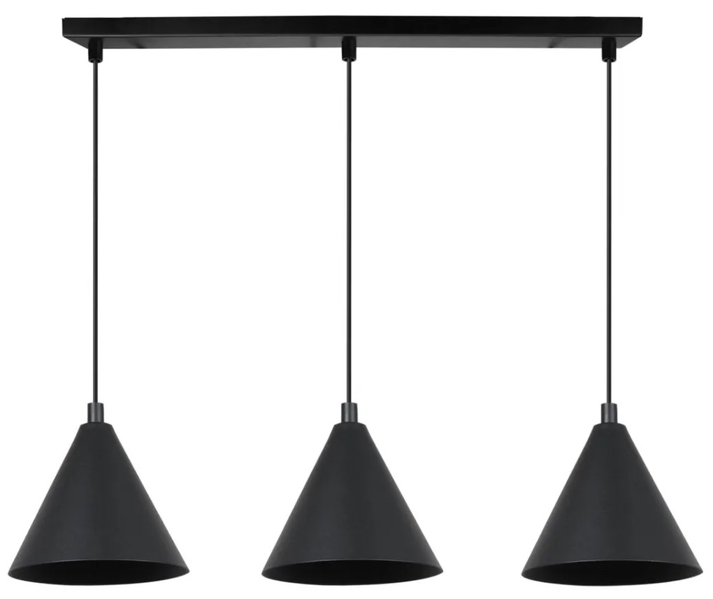 Závěsné svítidlo Soho, 3x černé kovové stínítko, (fi 14cm)