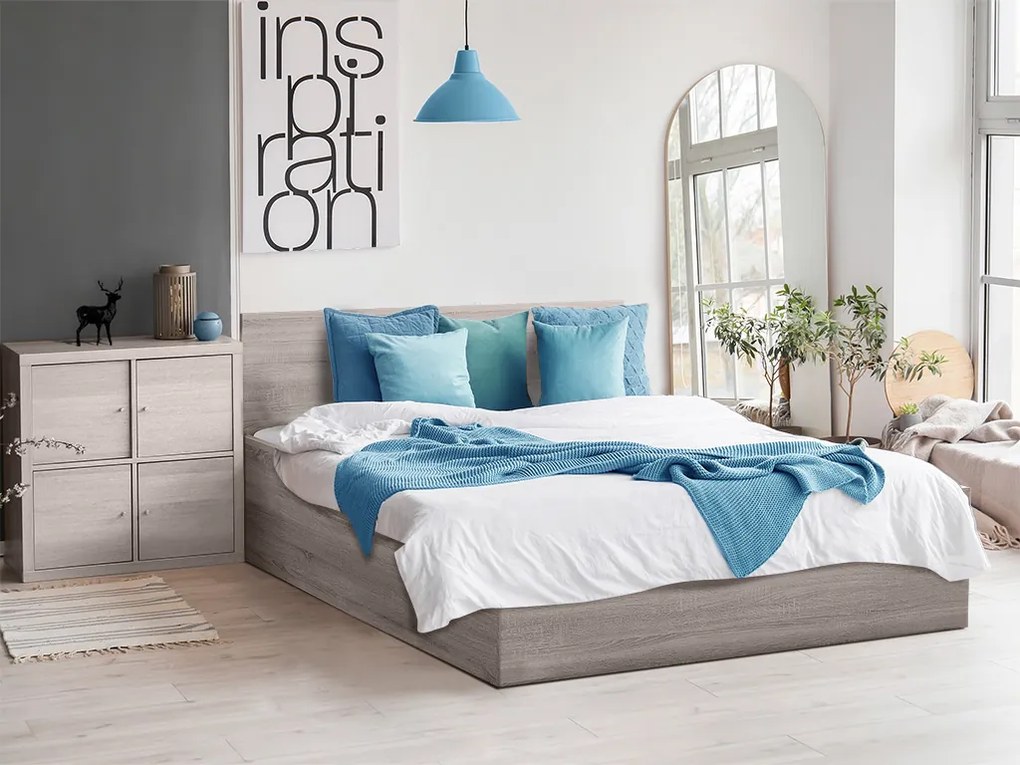 Postel SOFIA 140 x 200 cm, dub lanýž Matrace: Matrace Deluxe 10 cm, Rošt: Bez roštu