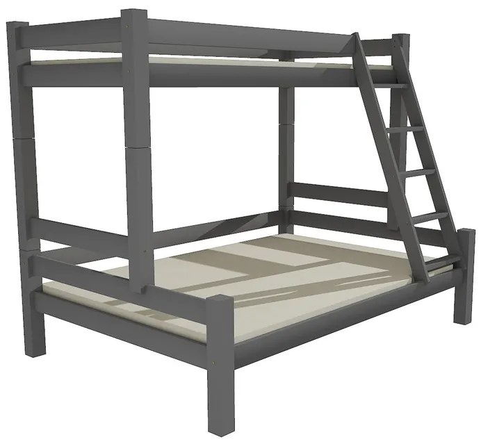 Vomaks Patrová postel s rozšířeným spodním lůžkem 8X8 6A 80/120 x 180 cm moření ořech