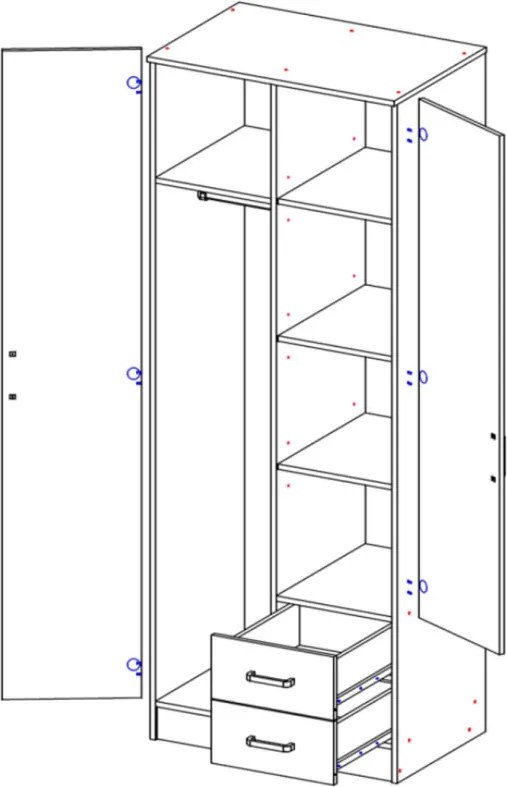 Rohová skříň s zrcadlem 3d2s kašmír Kami