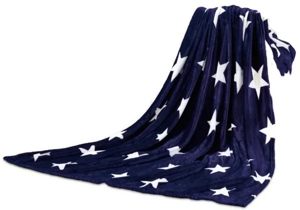 Extrapościel Přehoz na postel z mikrovlákna 160x200 Baxi 002 Bed and You navy blue stars white