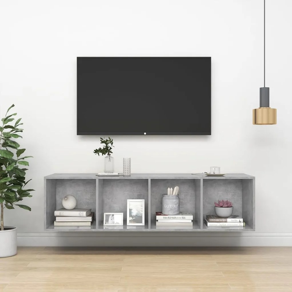 Nástěnná TV skříňka betonově šedá 37 x 37 x 142,5cm dřevotříska