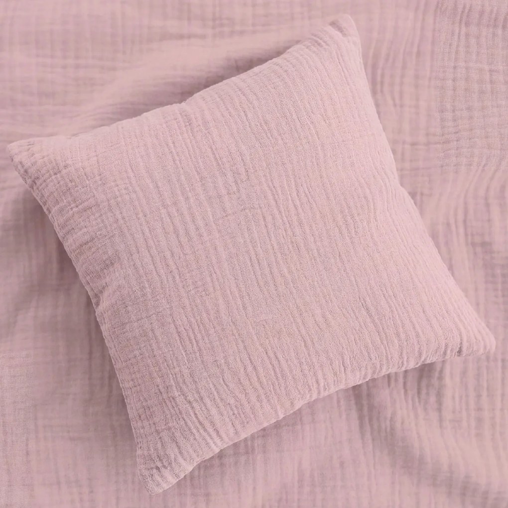 Celoroční mušelínový povlak na polštářek Soft Pink - GOTS Velikost: atypický 50 x 50