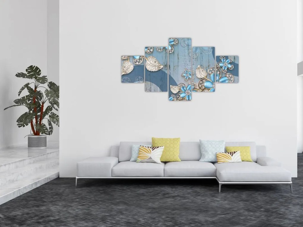 Obraz - Modré květy (125x70 cm)