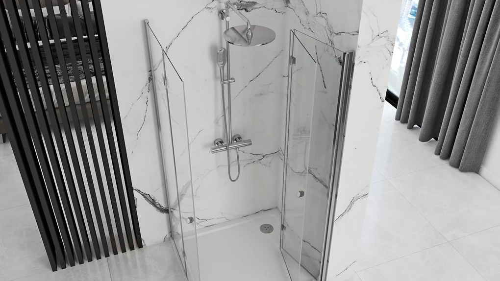 Obdélníkový zalamovací sprchový kout REA FOLD N2 70x80 cm, chrom/transparent - bez vaničky