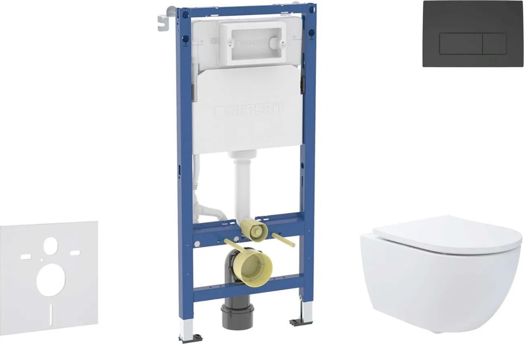 SANITINO - Set předstěnové instalace, klozetu Oudee a sedátka softclose, tlačítko Delta50, matná černá SANI11CA5195