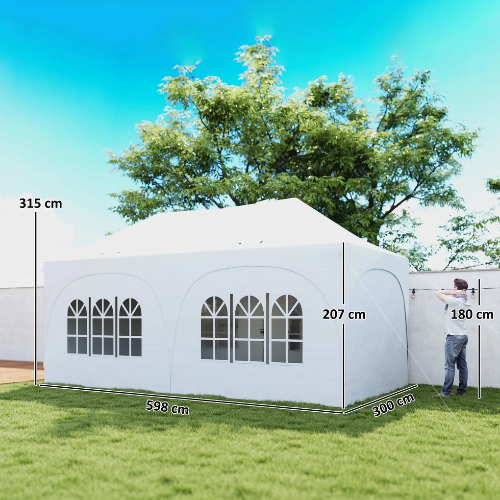 3 x 6 m pop-up pavilon s bočními stěnami, 6 pytlů s pískem, výškově nastavitelná střecha, stan pro zahradní párty s přepravní taškou