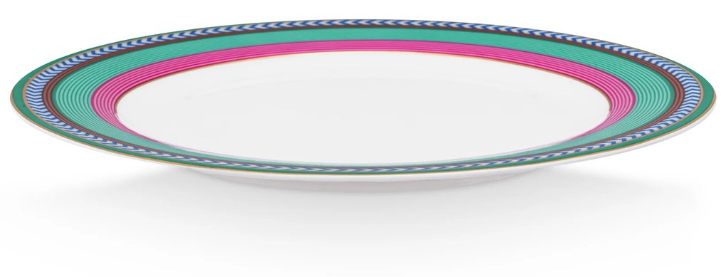 Pip Studio Pip Chique Stripes talíř ∅23cm, růžovo-zelený (Porcelánový talíř Ø 23cm)