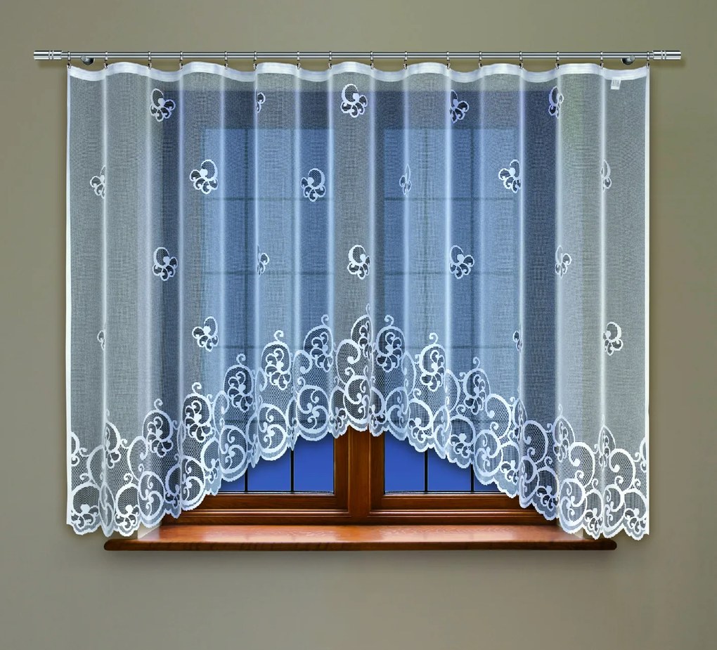 Oblouková hotová záclona Isabella 180x500 cm, bílá
