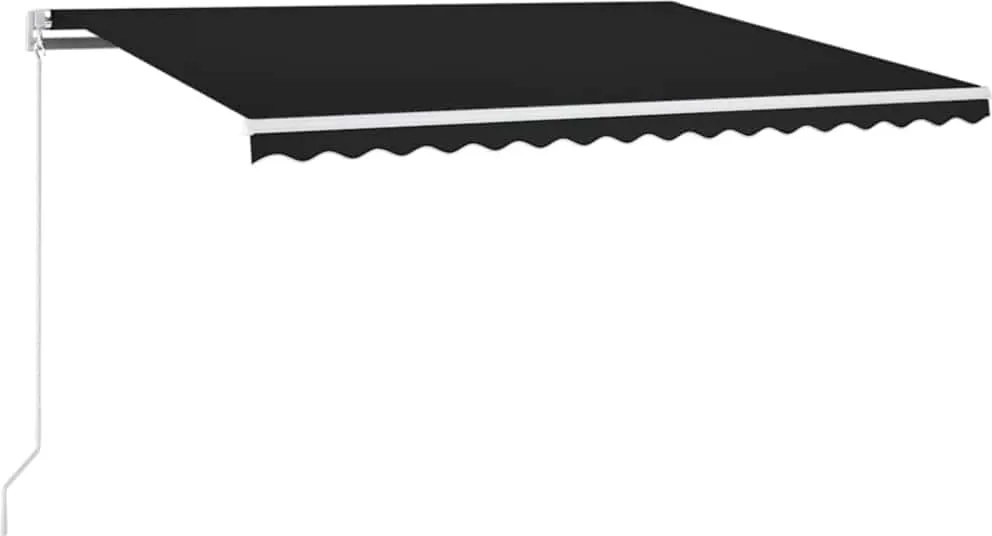 Ručně zatahovací markýza s LED světlem 400 x 300 cm antracitová 3068904