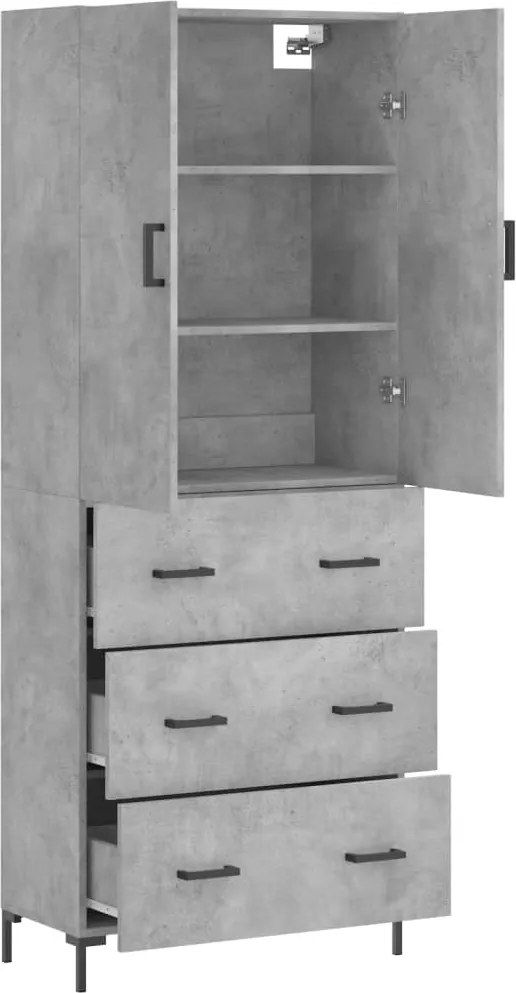 Skříň highboard betonově šedá 69,5x34x180 cm kompozitní dřevo 3195847