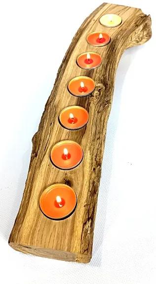 Dřevěný svícen z dubu 48x9x6cm