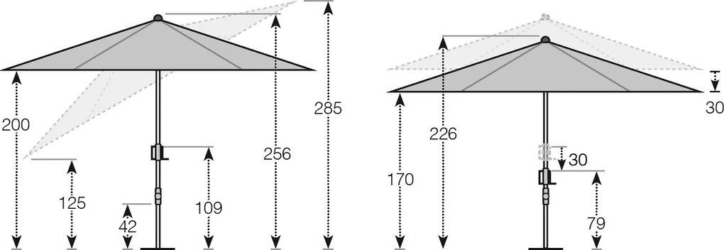 KNIRPS APOLL 290 cm - zahradní středový slunečník - Rozbalené zboží (S327)
