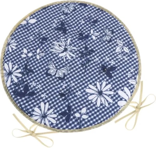 Bellatex Sedák DITA kulatý hladký průměr 40 cm Kostička Modrá