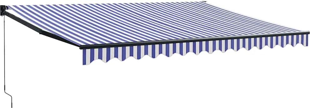 Zatahovací markýza modrá a bílá 4,5 x 3 m textil a hliník 3154449